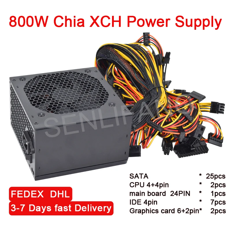 Hdd Ssd Mining Miner Psu New Atx 800w Chia Xch Power Supply 25 Hard ...