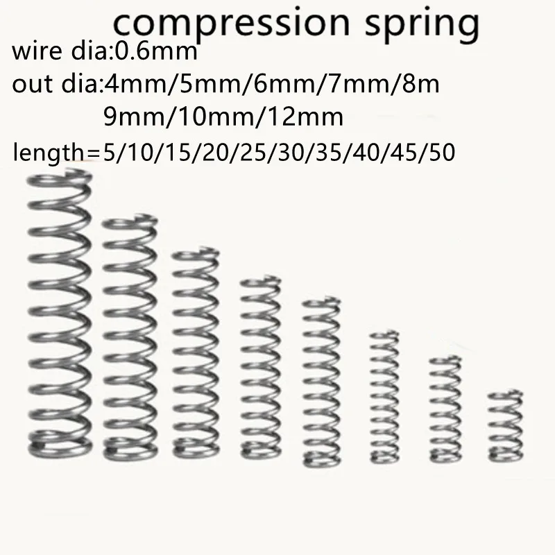 20pcs 0.6mm Compression Spring Outer Dia 4mm/5mm/6mm/7mm/8mm/9mm/10mm ...