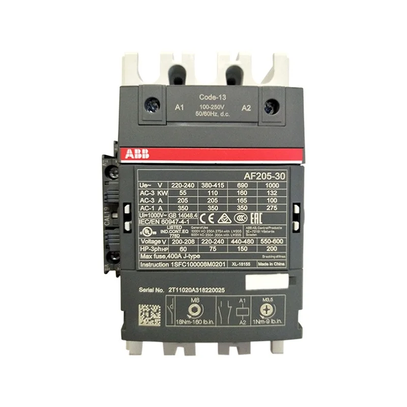 Contactores ABB 3 ploe serie AF, AC/DC, 1NC + 1NO 205A, 110kW, AF205 30 11 11, AF205 30 11 12 ...