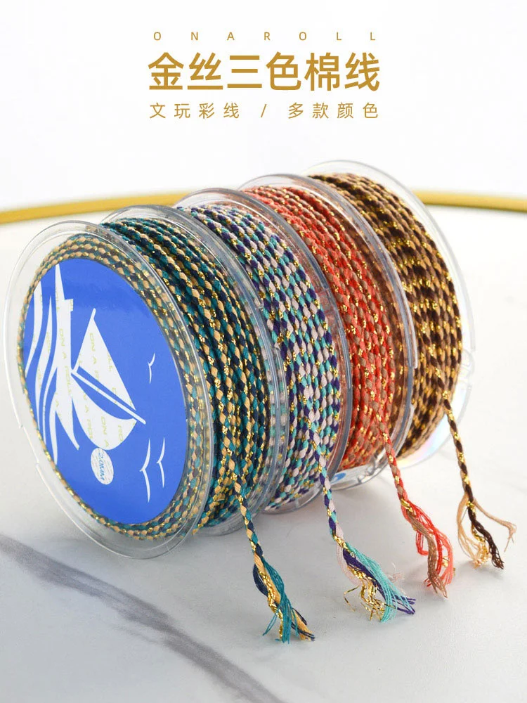 2MM Oar new high end colorful cotton rope Handmade Gold Rope tricolor ...