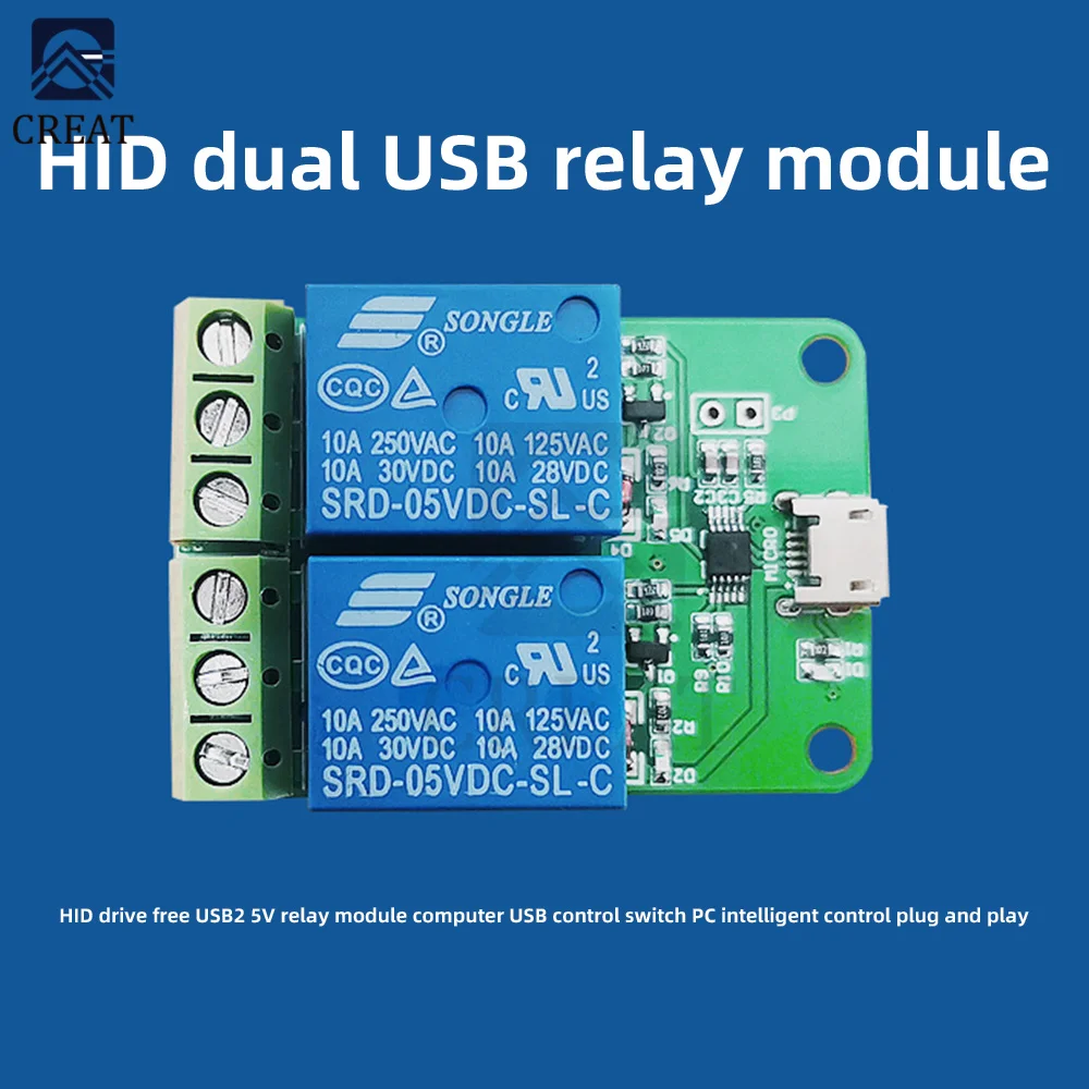 Dual Channel Usb Relay Module Hid Drive-free Micro Overcurrent ...