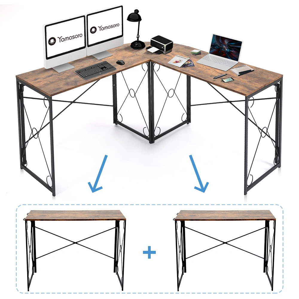 Modern L Shaped Desk Round Corner Computer Gaming Desk, Large Extra ...