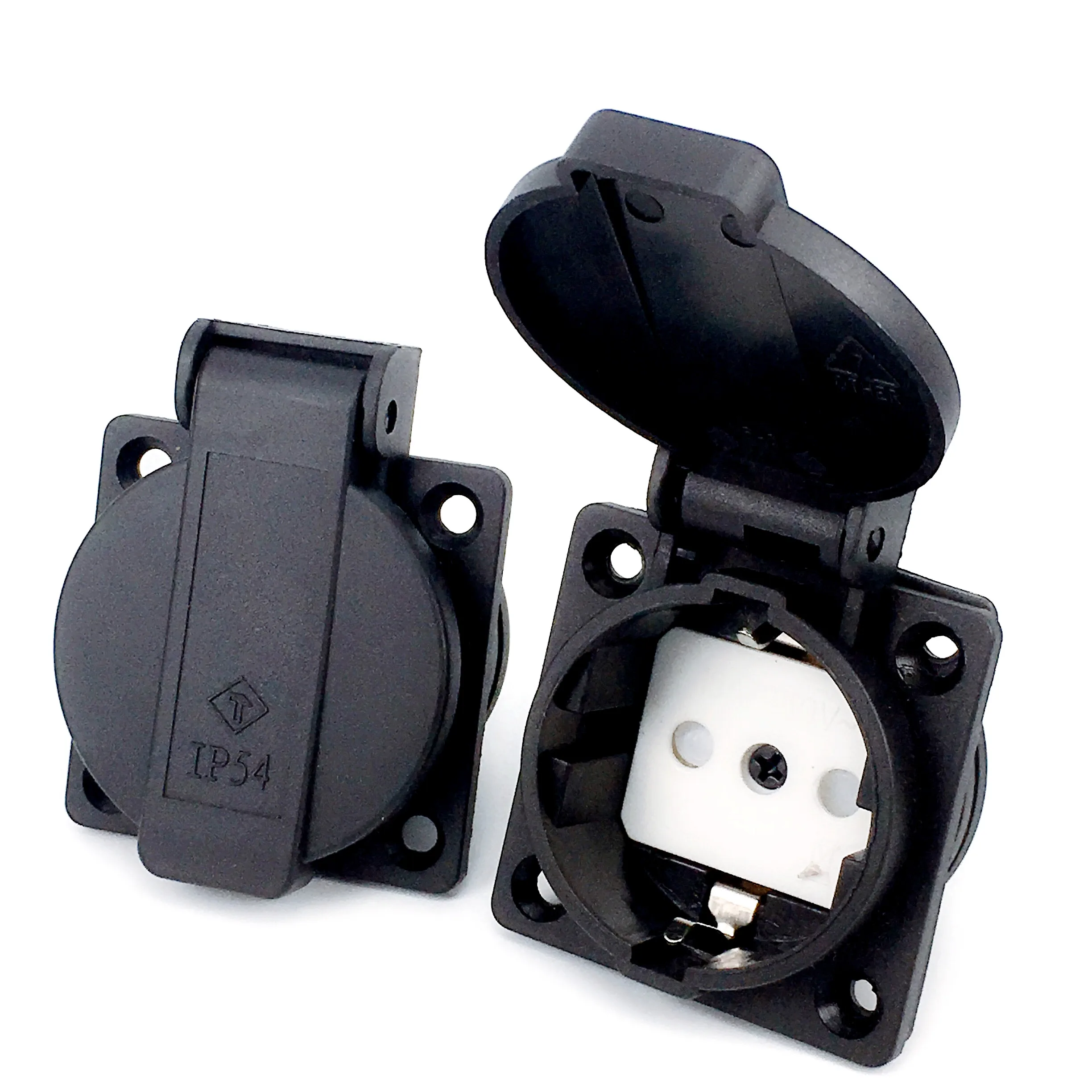 Black-IP54-16A-250V-electrical-AC-power-socket-European-universal ...