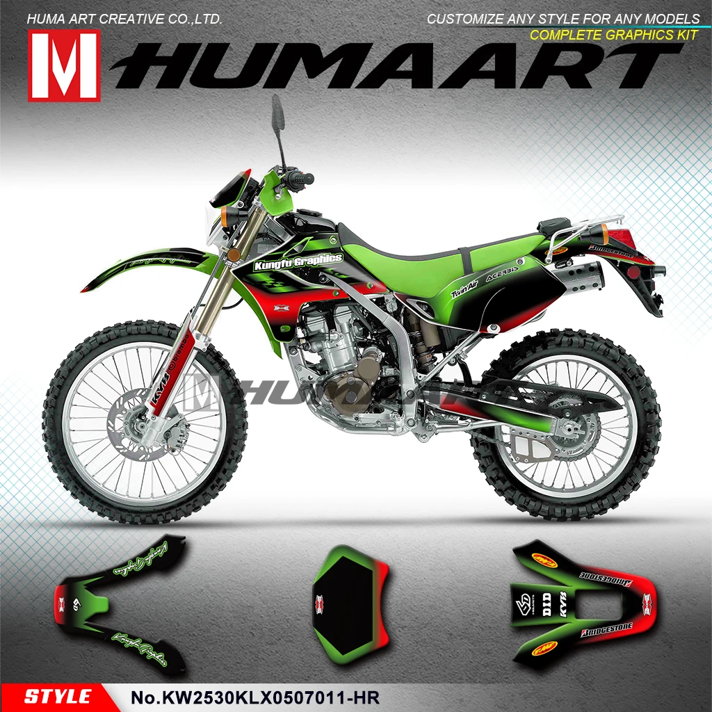 HUMAART Personalised Stickers Waterproof Decals MX Graphics for KLX 250 ...