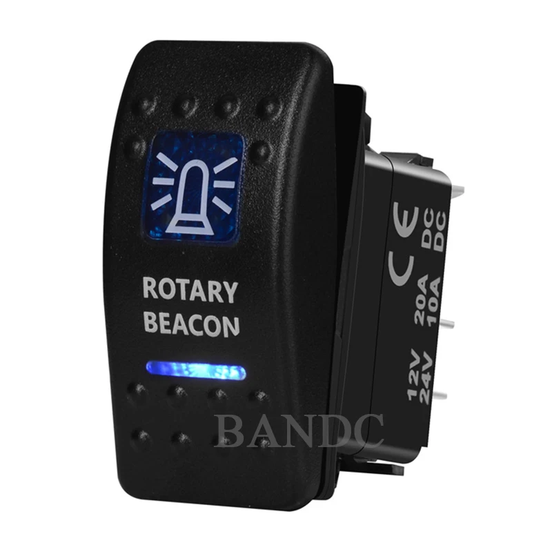 Car Boat Marine ROTARY BEACON Rocker Switch 5P On Off Dual Blue Led ...
