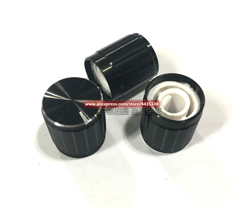10pcs Potentiometer Cap 15mm*16.5mm Black Bright Edge Half Shaft Hole D ...