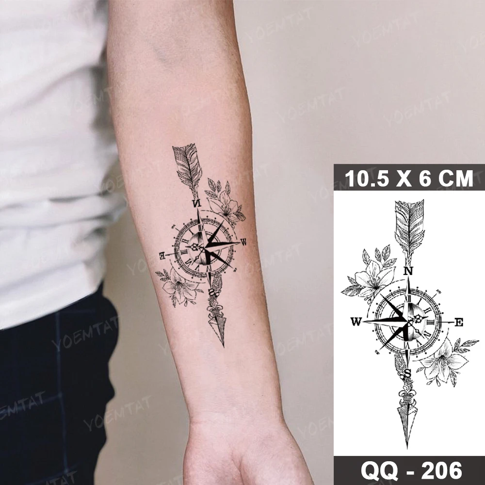 Arrow Compass Tattoo Wrist