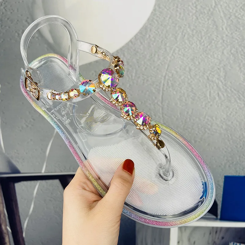Women'sShoes Summer Simple Color Diamond Jelly Fashion Sandals Pvc ...
