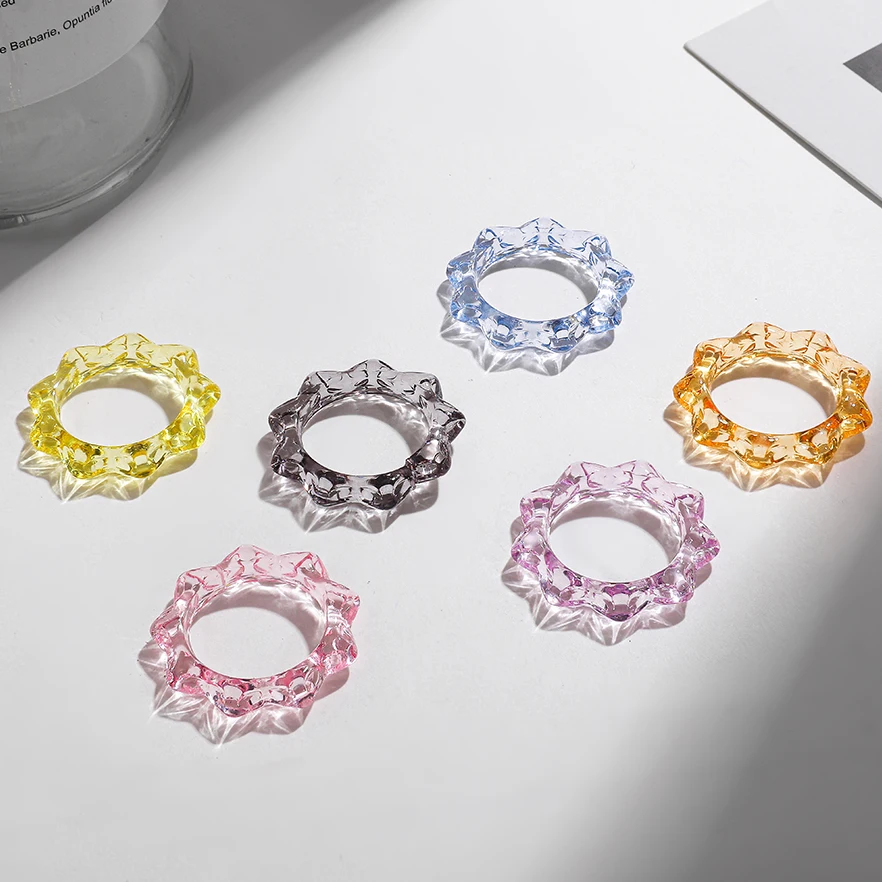 New-Fashion-Transparent-Colorful-Acrylic-Resin-Rings-Women-Flower ...