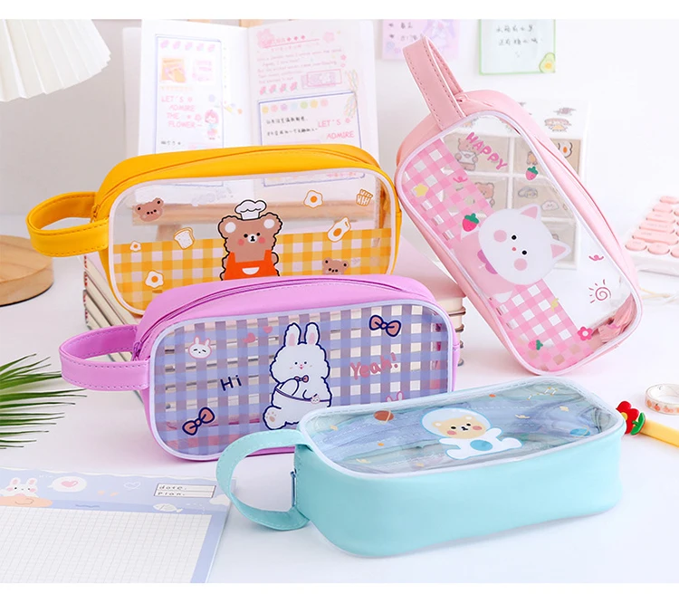 Etui à stylo,transparent trousse scolaire kawaii fille ecole pencil ...