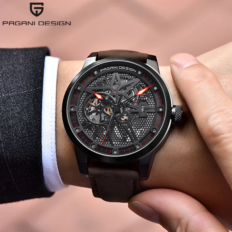 PAGANI DESIGN skeleton Watch Automatic Mechanical Wrist Watch Military ...