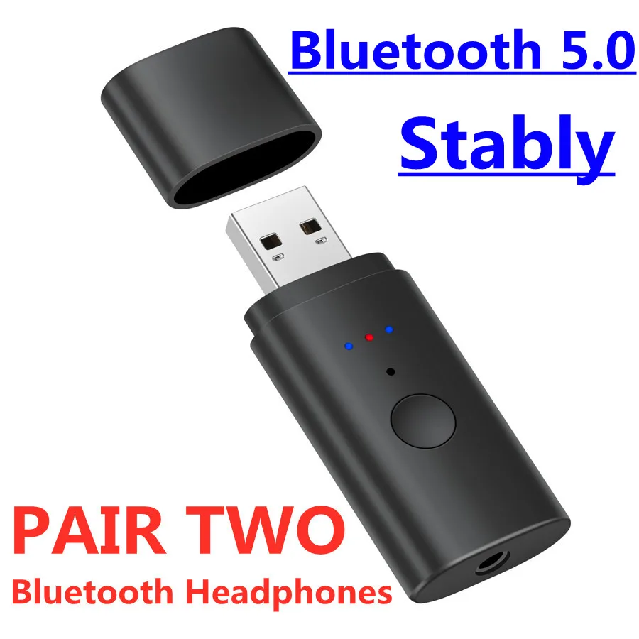 Pair-2-Headphones-Bluetooth-Transmitter-5-0-EDR-3-5mm-AUX-Jack-USB ...