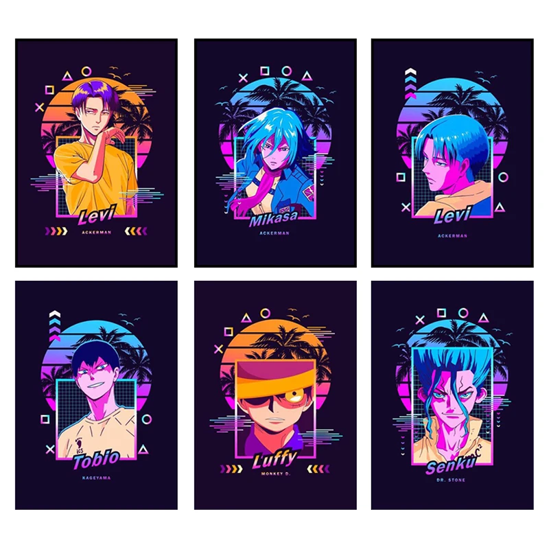 Anime Character Poster One Piece Luffy Demon Slayer Canvas Painting ...