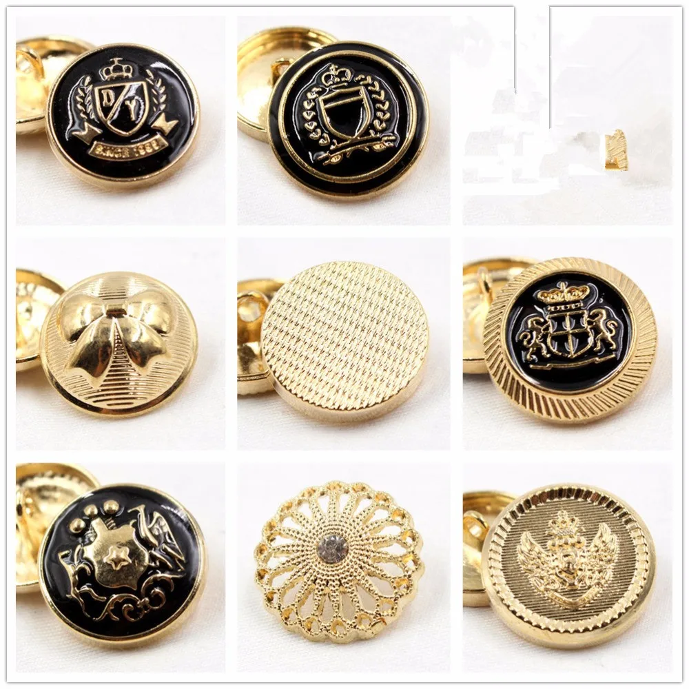 10 pcs,gold color metal button,World famous classic brand buttons ...