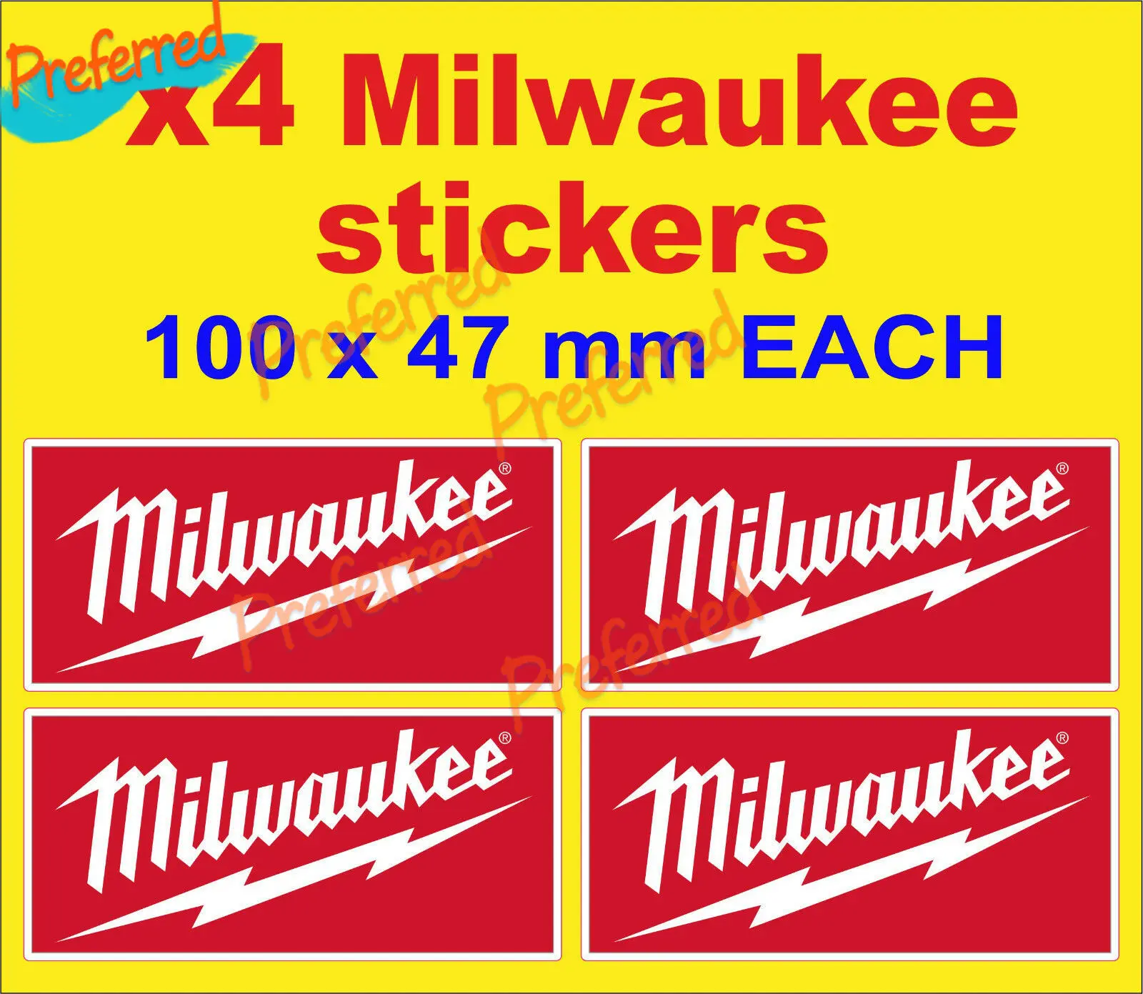 4x Milwaukee Tools Sponsor Stickers For Motorsport Car Van Decals ...