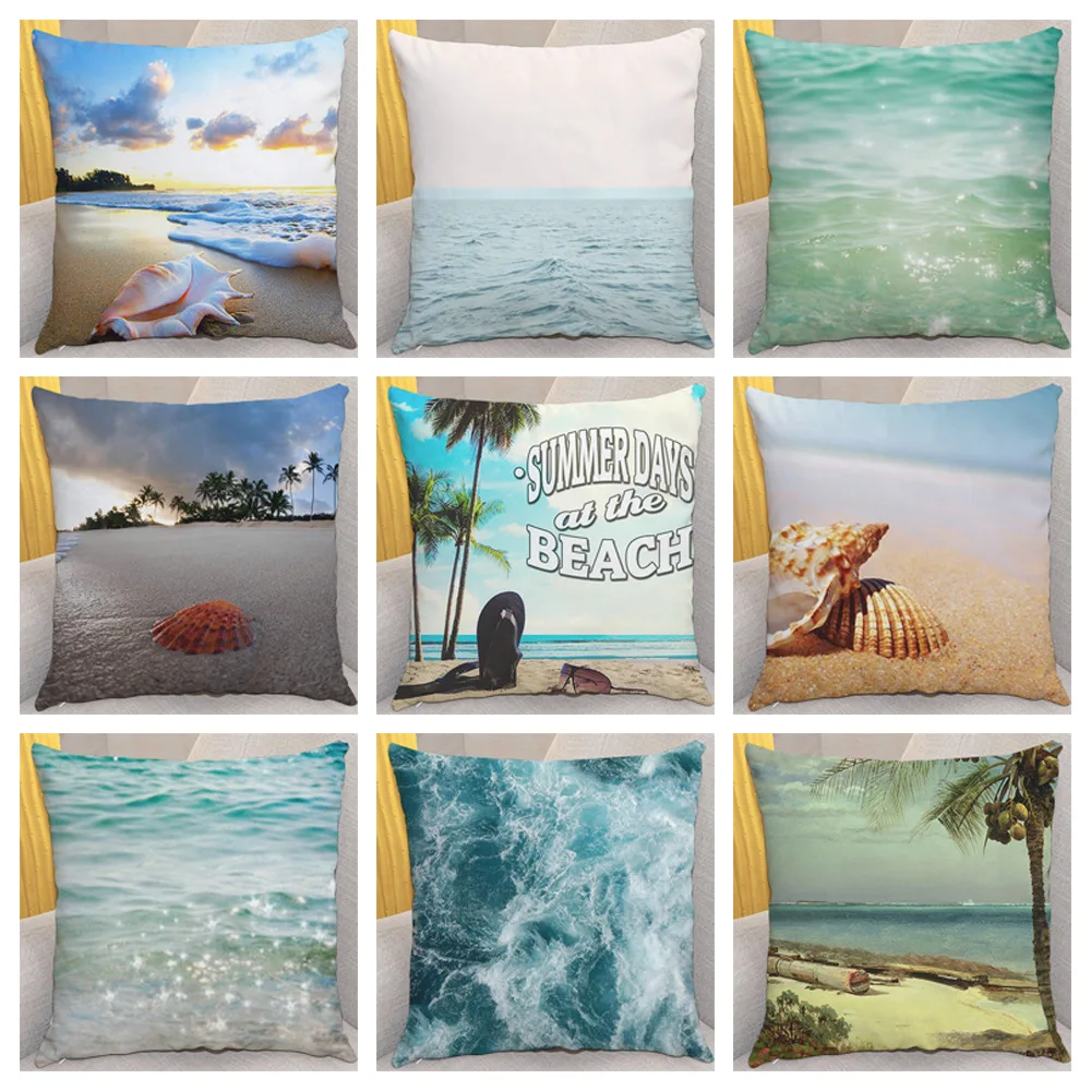 45X45CM-Beach-Pillowcase-Shell-Conch-Pattern-Cushion-Cover-Home ...