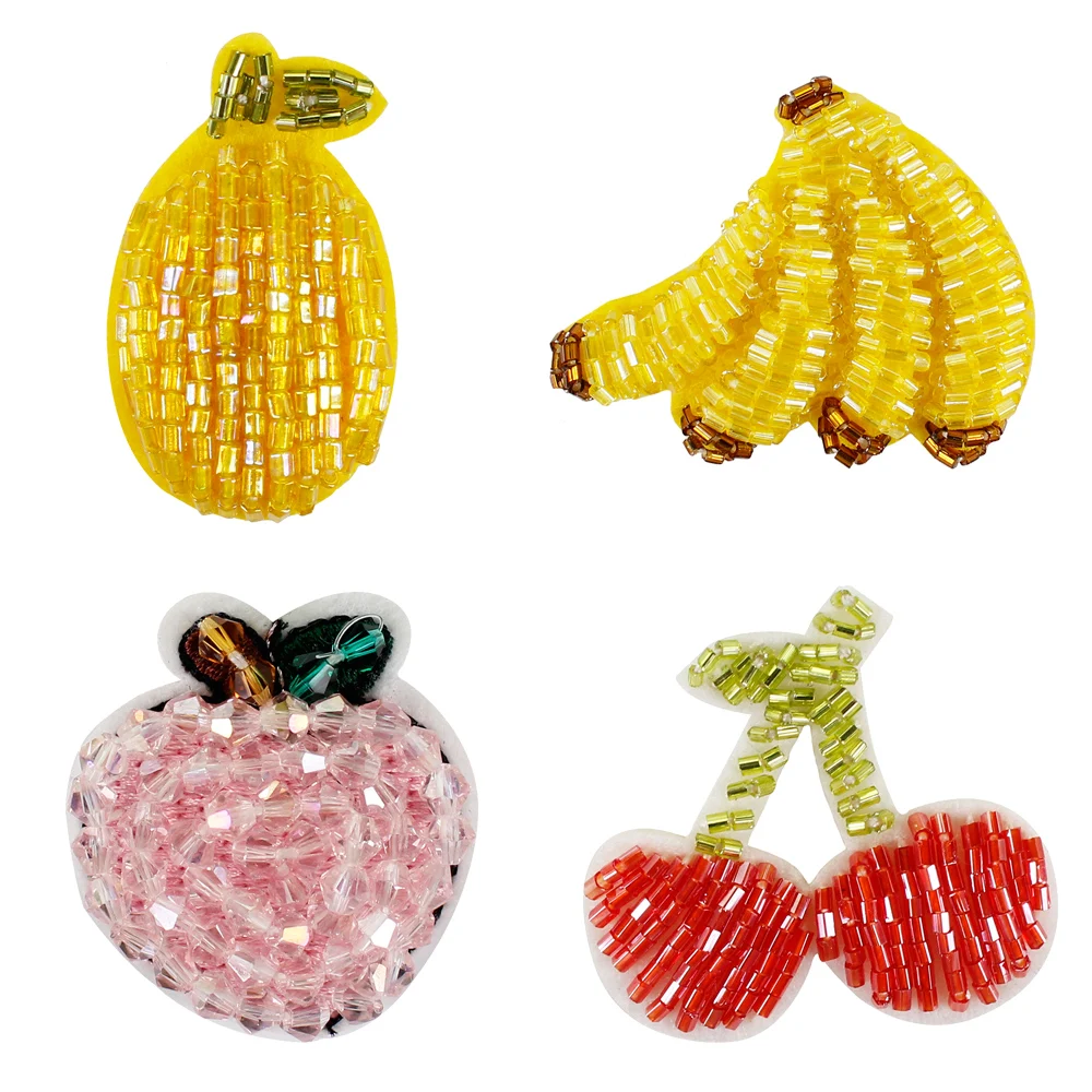 Beaded Banana Pear Cherry Peach Fruit Patches For Sew On Clothes Sock ...