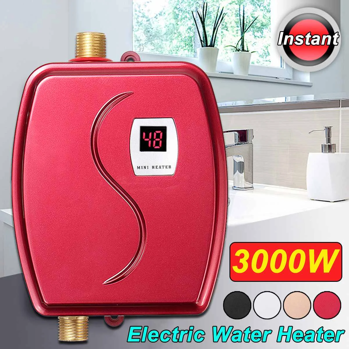 Calentador de agua eléctrico de 3000W, minicalentador instantáneo de agua sin tanque, para ...