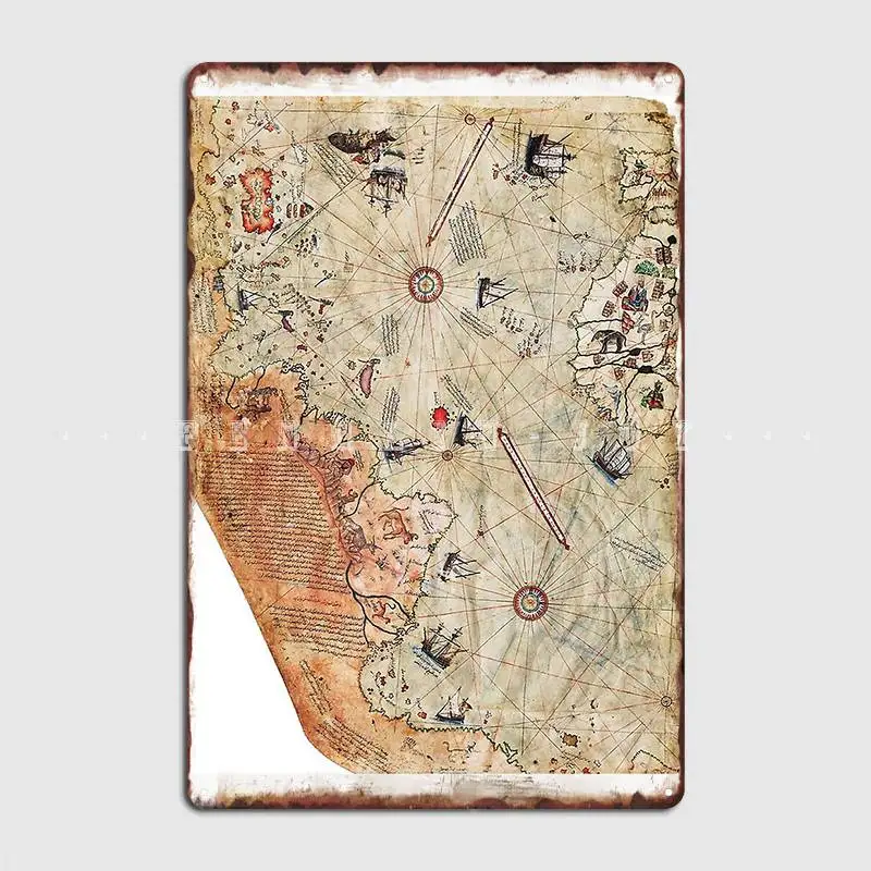 Piri-Reis-World-Map-Metal-Plaque-Poster-Cinema-Living-Room-Club-Bar ...
