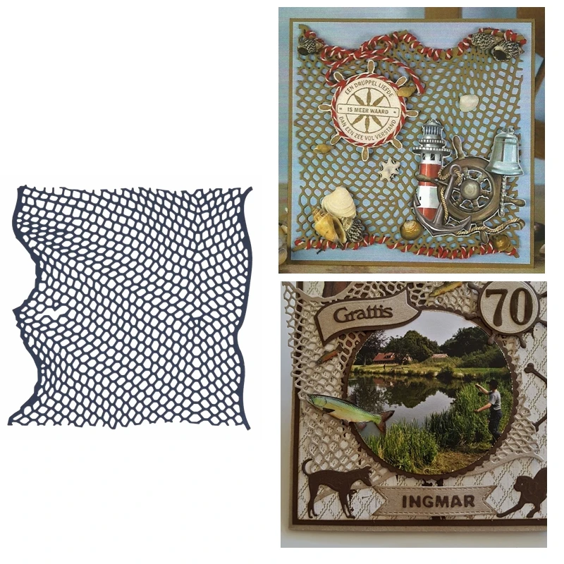 Metal Cutting Dies Maritime Fishing Net Shape Hollow Style For Crafts ...