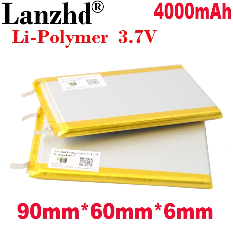 1-12PCS-3-7V-Lithium-Polymer-Battery-606090-4000mAh-90-60-6mm-Soft ...