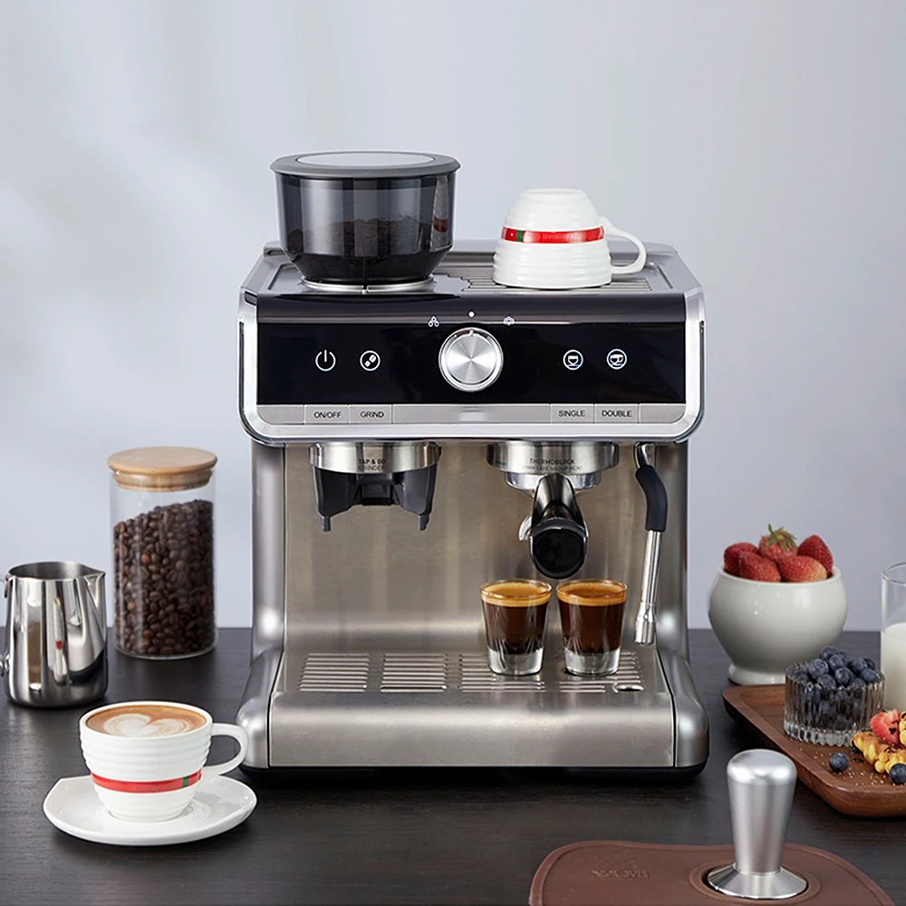 ITOP cafetera Espresso semiautomática, 15bar, molinillo de granos, máquina de café a vapor ...