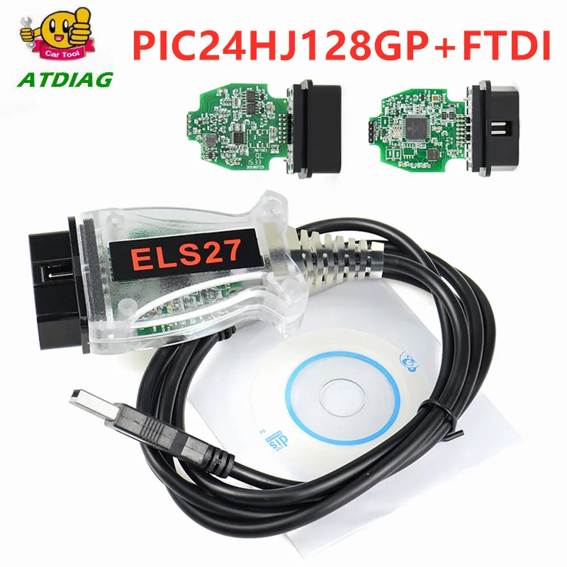 ELS27 FORScan V2.3.8 ELS Green PCB PIC24HJ128GP+FTDI Mircochip Car OBD2 ...
