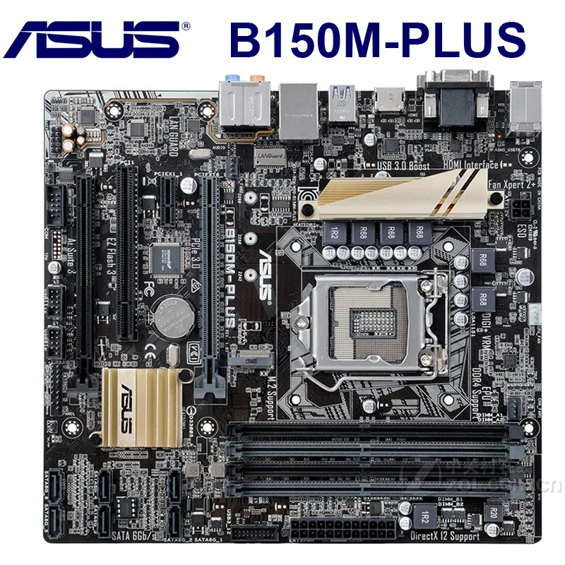 LGA 1151 B150M-PLUS Материнская плата Asus B150M-PLUS LGA 1151 DDR4 I3 ...