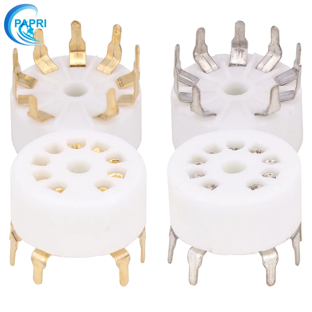 10PCS 21MM PCB Mount 9Pin Generic Gold Plated B9A Vacuum Tube Sockets ...
