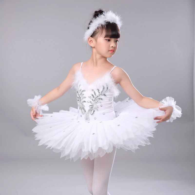 Vestido de balé profissional branco tutu para criança, roupa de ...