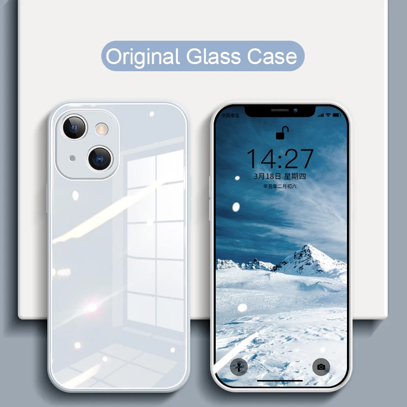 Tempered Glass Silicone Phone Case Iphone | Silicone Case Back Glass ...