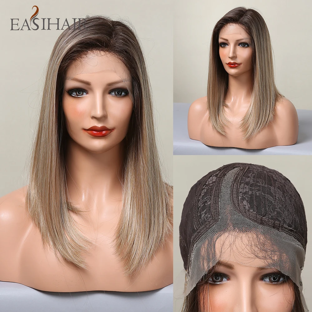 EASIHAIR-Lace-Front-Wig-Ombre-Blonde-Synthetic-Wig-Side-Part-Lace ...