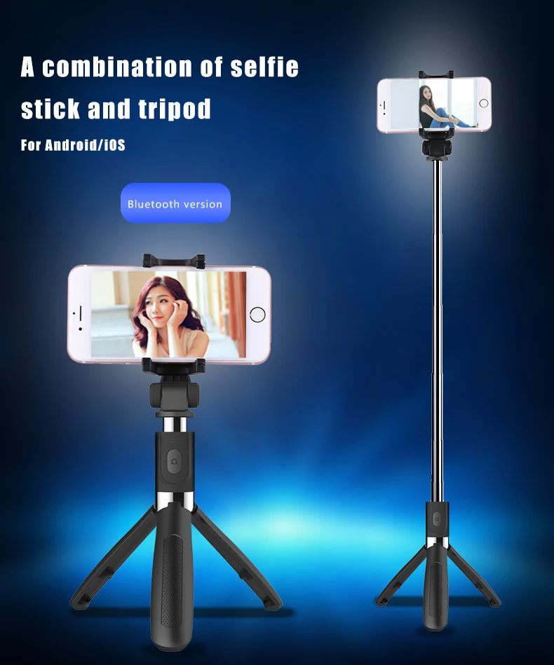 3 In 1 Bluetooth Monopod Tripod Stand For Xiaomi Redmi Note Huawei ...