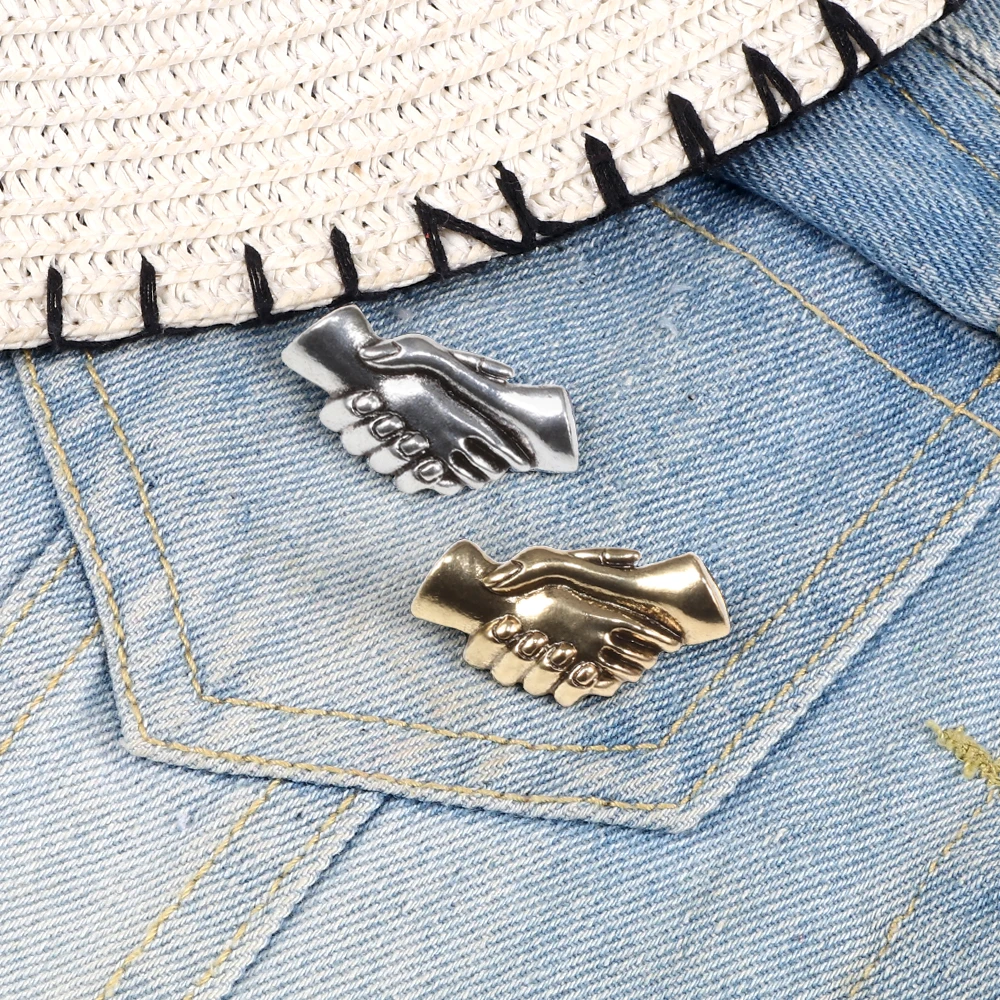 Handshakes Enamel Pins Hand Gesture Creative Brooches Badge Denim ...