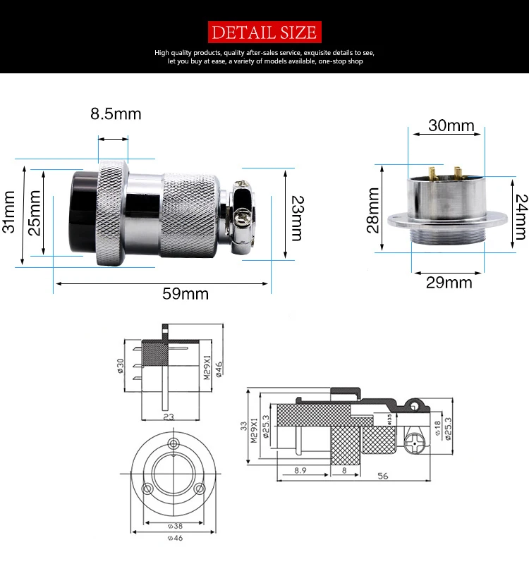 DF30 Aviation Connector Plug (Male-Female) | Makers Electronics