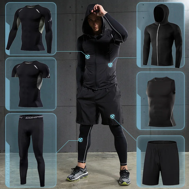 Men's Running Sets Gym Tight Sport Clothing Basketball Training ...