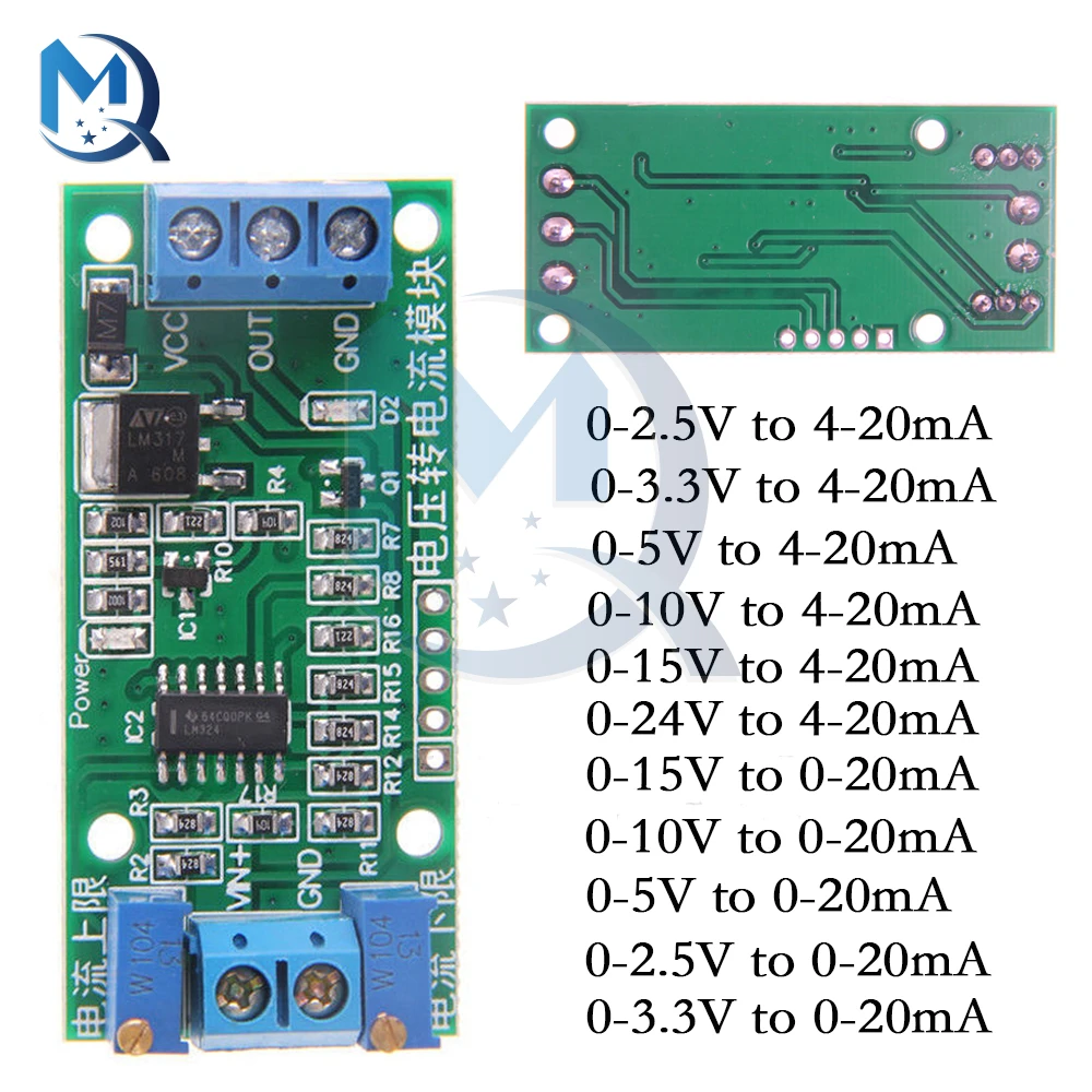 Voltage To Current Module 0-2.5v 0-3.3v 0-5v 0-10v 0-15v 0-24v To 0 -20ma/4 -20ma Current ...