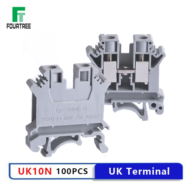 50PCS UK 10N Wire Terminal Blocks Universal Wiring Cable Row Connection ...
