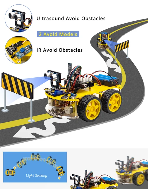 LAFVIN 4WD Smart Robot Car Kit V2 For Arduino Robot STEM, 52% OFF