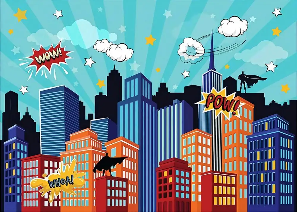 Superhero Cityscape Backdrop