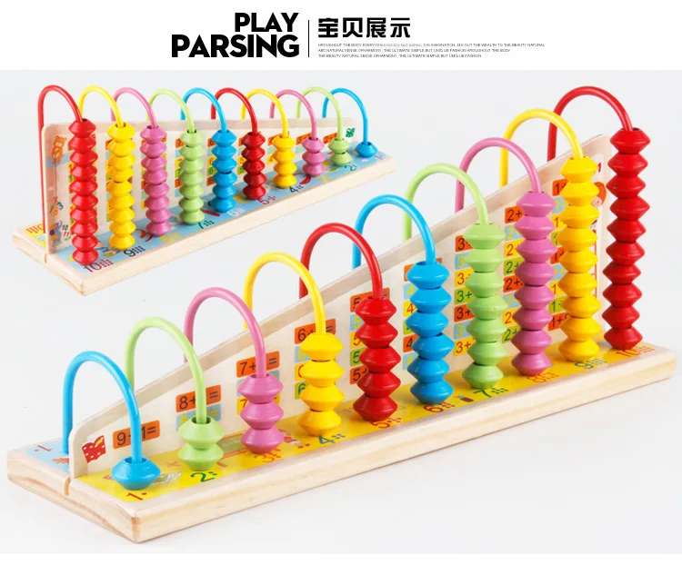 Wooden Ten Stalls Colorful Calculation Frame Educational Learning ...