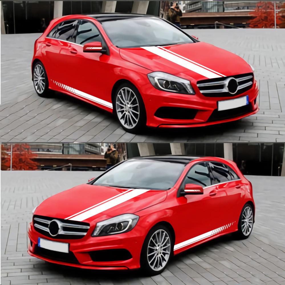 5Pcs Car Stickers side Stripes Body Decals