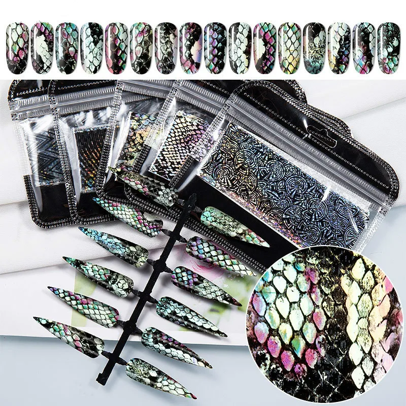 16pcs-pack-3d-Laser-Nail-Transfer-Foil-Ink-Line-Firework-Snowflake ...