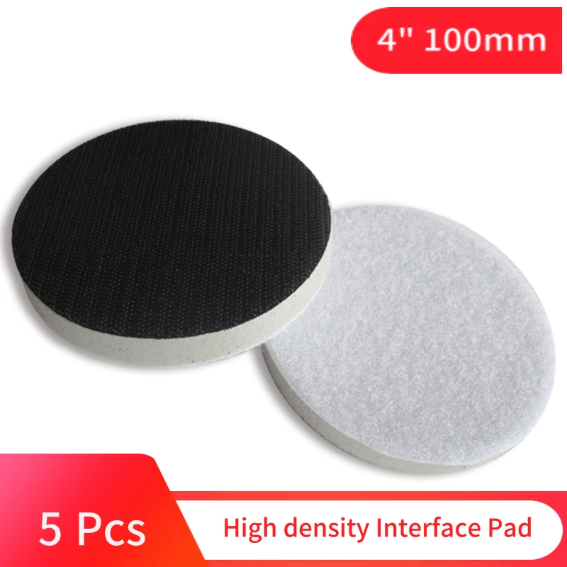 고밀도 4 인치 100mm 플로킹 스폰지 인터페이스 패드 하드 자체 접착 샌더 백킹 패드 후크 및 루프 5 개hook And Loophook Hooksloop And