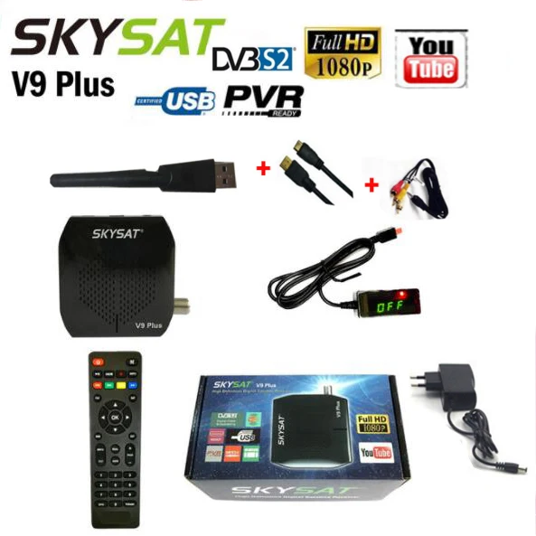 SKYSAT V9 Plus супер мини-спутниковый приемник Поддержка CS CCCa MS Newca md Powervu Biss WiFi ...