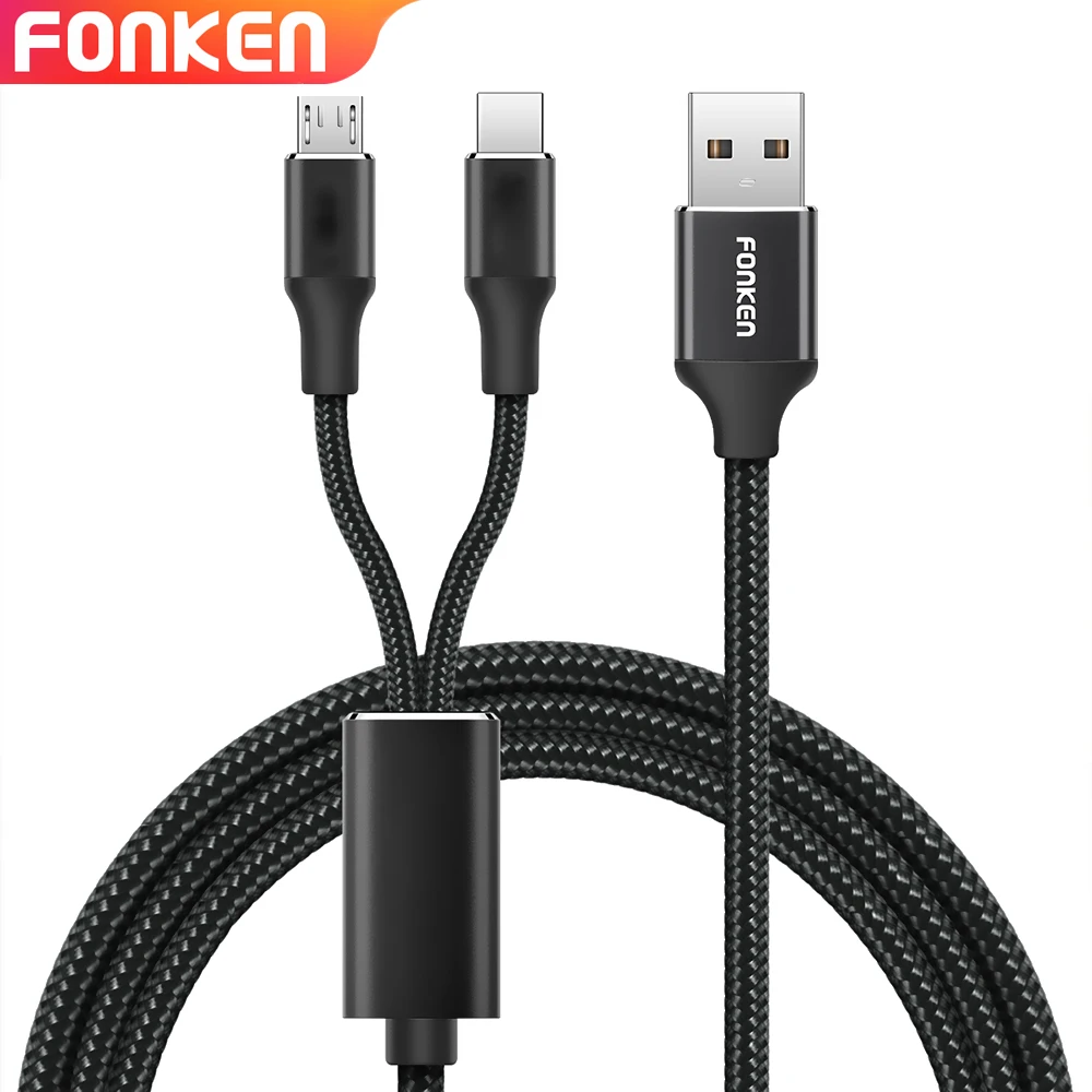 FONKEN Cable Micro USB tipo C 2 en 1, Cable de carga rápida para teléfono móvil Android, 1,2 m ...