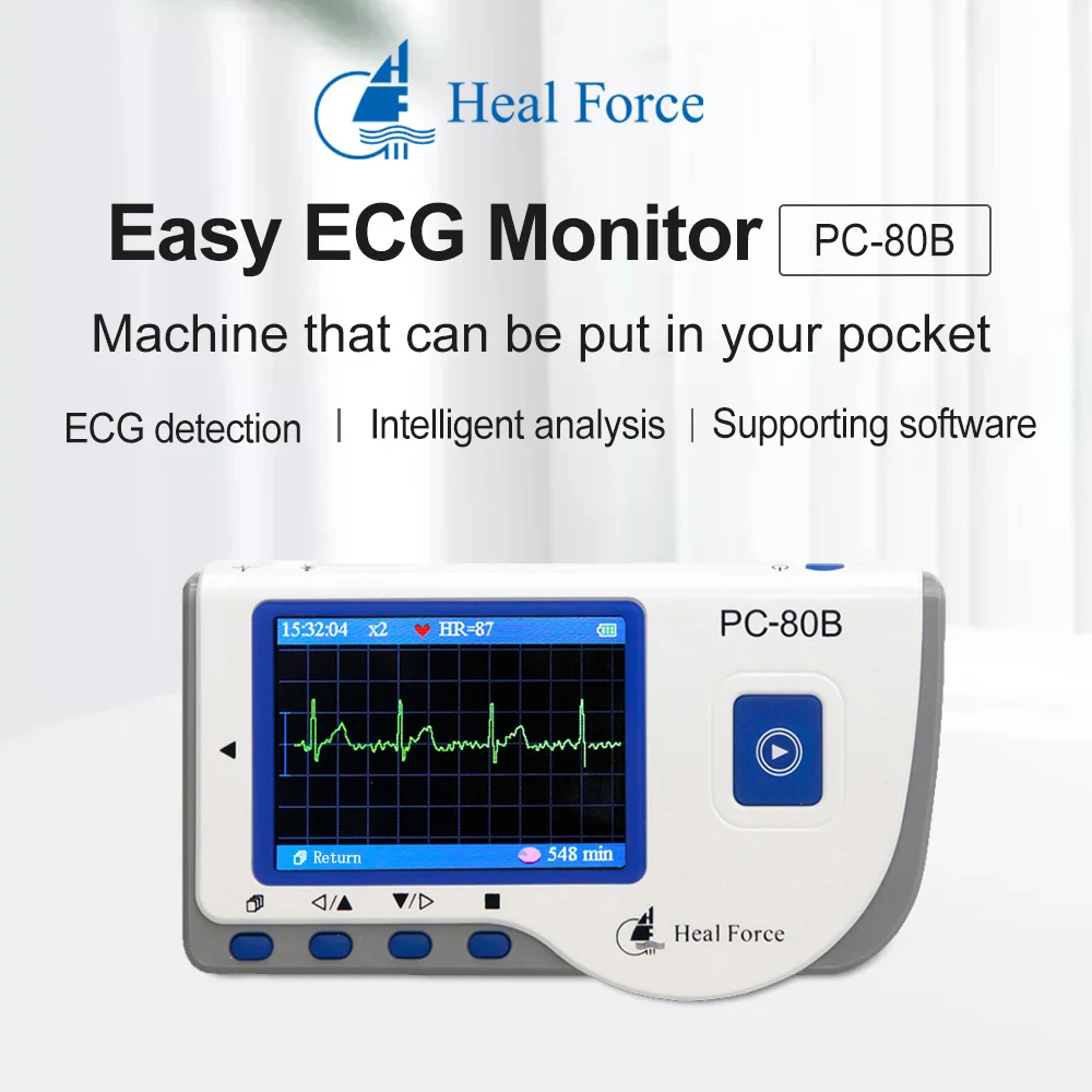 치유 힘 전문 쉬운 ECG 모니터, 가정용 심장 건강 EKG 모니터 핸드 헬드 휴대용 USB 연속 측정 기능|null ...