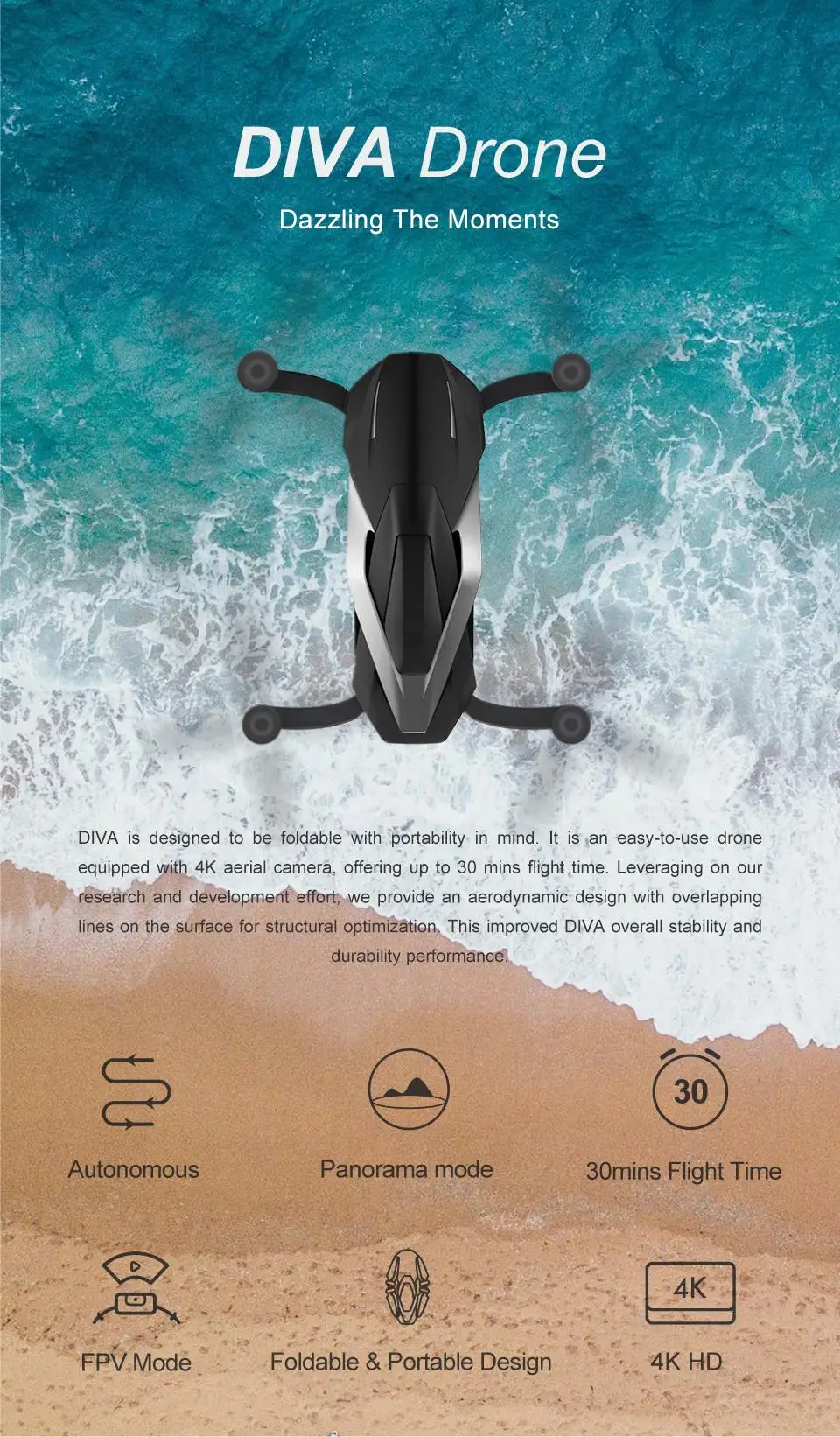 -20% sur Drone FUNSNAP DIVA 4K GPS FPV Noir 1 Batterie - Drone Photo Vidéo - Achat & prix | fnac