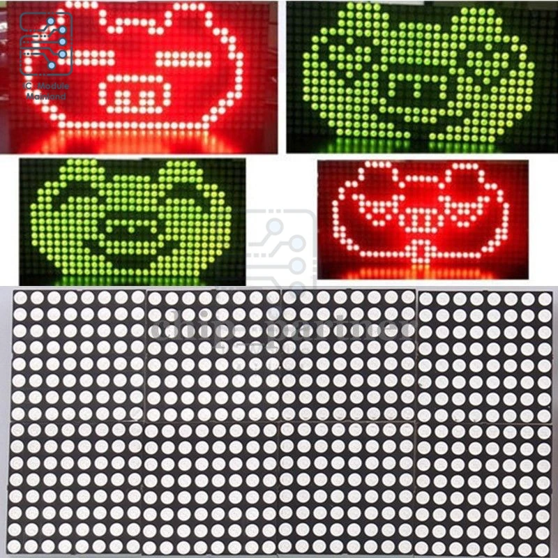 16x32 Dot Matrix Red Green Dual Color DIY kit LED Dot Matrix Control Display Module Electronic ...