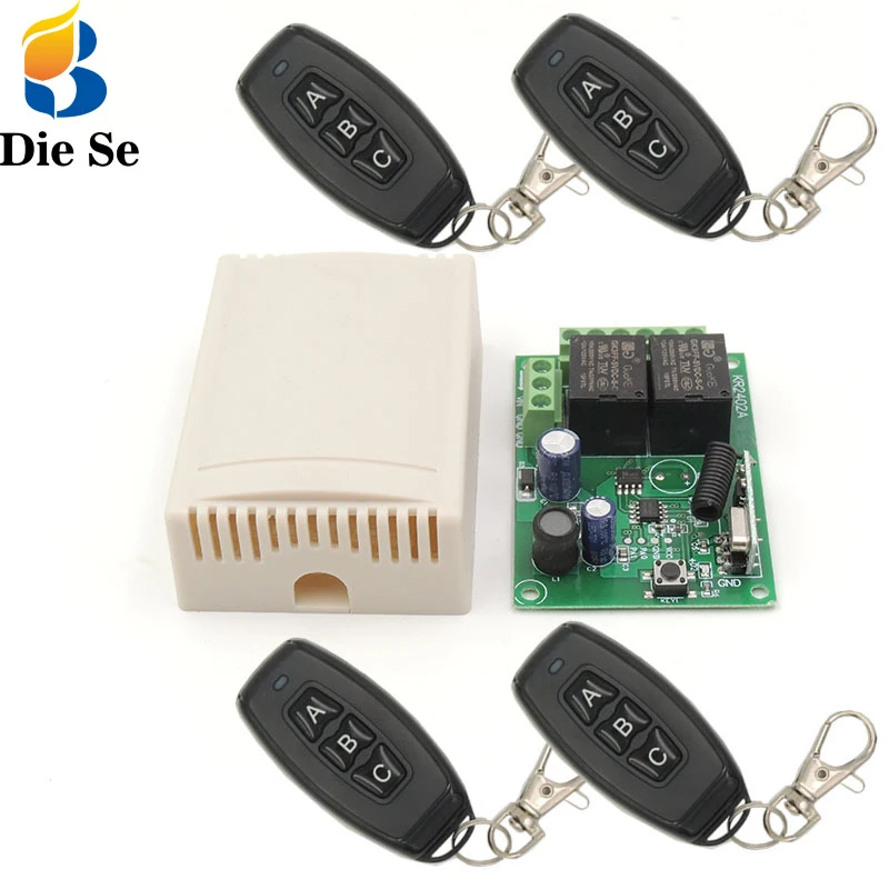 Diese 433MHz Universal Wireless Remote Control Switch DC 12V 24V 2CH rf ...
